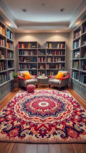 40 Elegant Rug Ideas to Transform Your Library Space